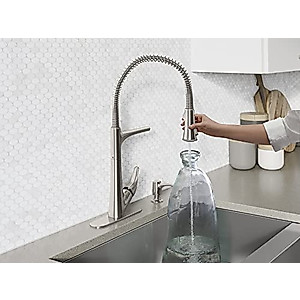 KOHLER R27459-SD-VS Lilyfield Commercial Style Pre-Rinse Single-Handle Semi-Professional Kitchen Sink Faucet, Vibrant Stainless