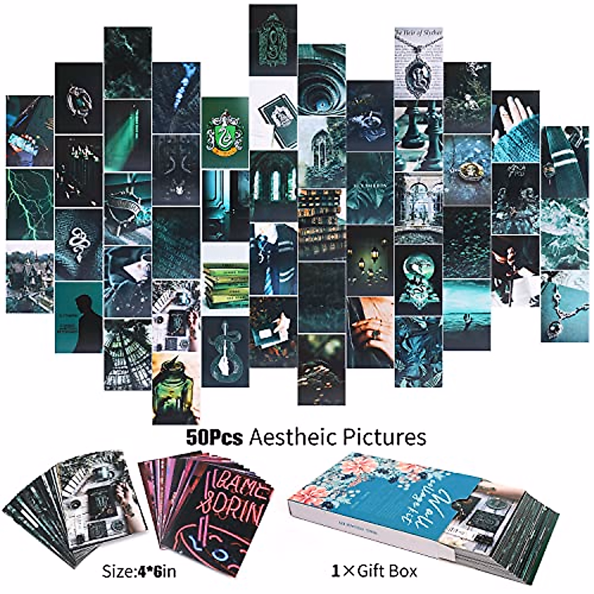 Wall Collage Kit Aesthetic Pictures, Pink Room Decor Aesthetic,Double-Sided Printing 50 Pcs Boho Decor Room Decor for Teen Girls, Wall Art Plants Photo Collage Kit for Wall Aesthetic (Pink)