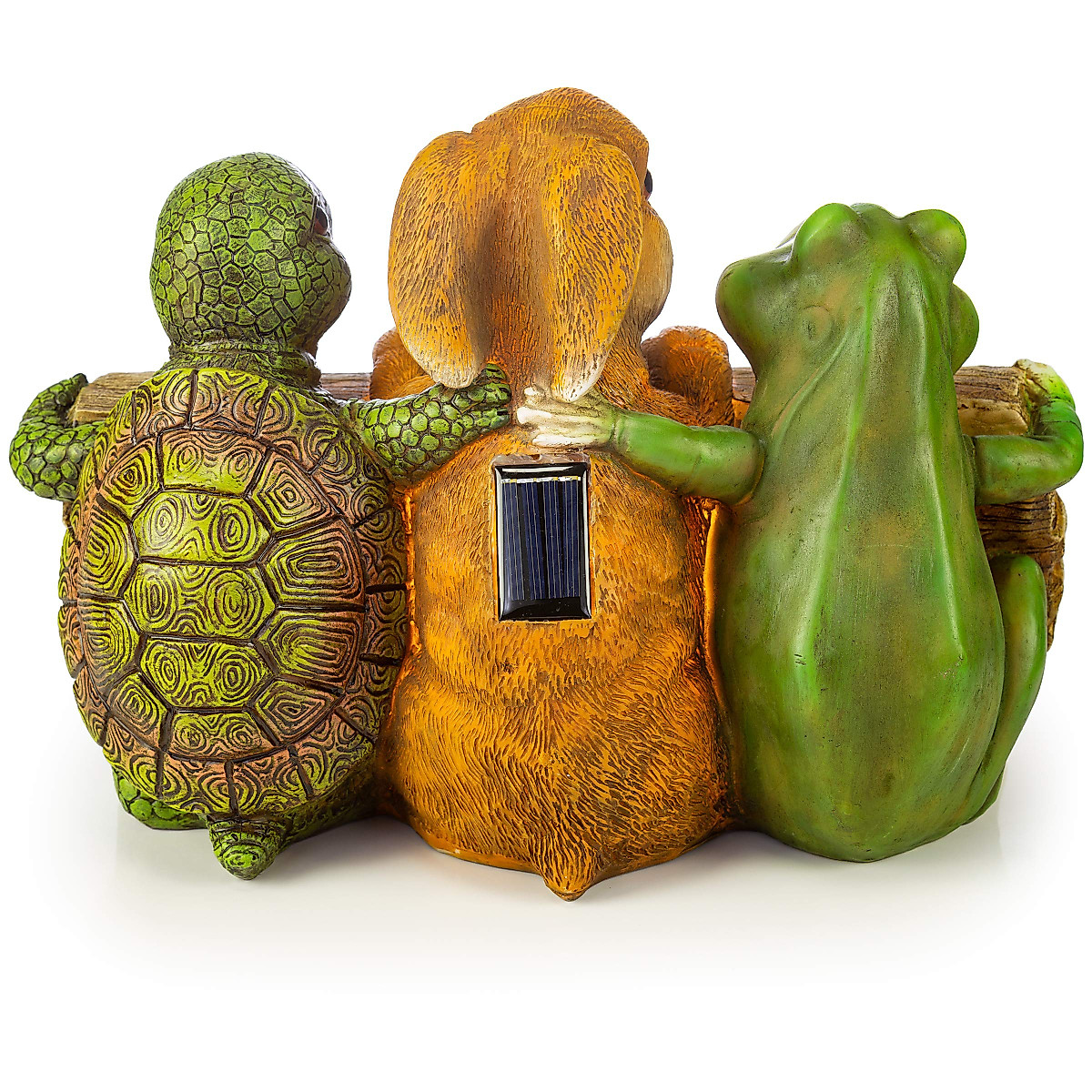 VP Home Backyard Friends Welcome Sign Frog Rabbit Turtle Solar Powered LED Outdoor Decor Garden Light Welcome gnome Statues Outdoor gnome decor Funny Figurine Decor for Outside Patio, Yard, Lawn