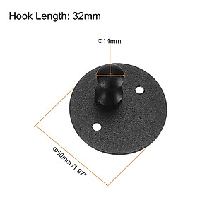 uxcell Bathroom Hook, 4Pcs Waterproof Stainless Steel Square Towel Hooks Coat Hook Punch/Self Adhesive Decorative for Kitchen, Door, Cabinet(50mm, 32x14mm, Round, Black)