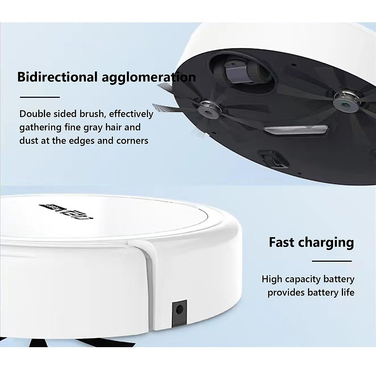 Robot Vacuum and Mop Combo, 3 in 1 Robotic Vacuum Cleaner with Watertank/Dustbin/Brush, 14 No-go Zones, Slim, Ideal for Pet Hair, Carpet, Hard Floor (Black)