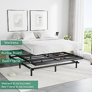 Woozuro 2 Inch Queen Bunkie-Board Only, Low Metal Box-Spring Frame with Steel Slats, Quick Lock Bed-Slat Replacement, Noise Free Mattress Surpoort Base, Upholstered Bed Frame Accessories, Black