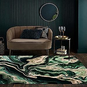 Green Black Beige Marble Swirl Modern Abstract Area Rug for Living Room Bedroom Luxury Aesthetic Dining Room Carpet No-Slip Indoor Office Floor Rug Kitchen Laundry Rug 4x6