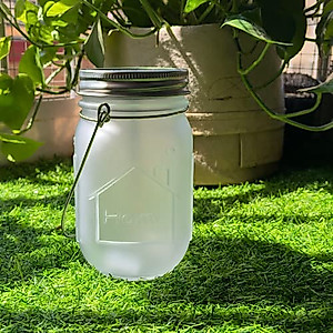 Solar Mason Jar Flame Lantern Lights ,4 Pack LED Flickering Flame Effect Light,Solar Lanterns for Outdoor Patio Party Garden Wedding Christmas Decor Lights(Mason Jars/Handles Included)