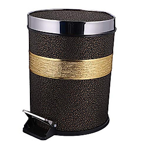 Garneck Foot Pedal Trash Can Garbage Can Kitchen Waste Bin with Lid Stainless Steel Leather for Bathroom Kitchen Living Room (Black)