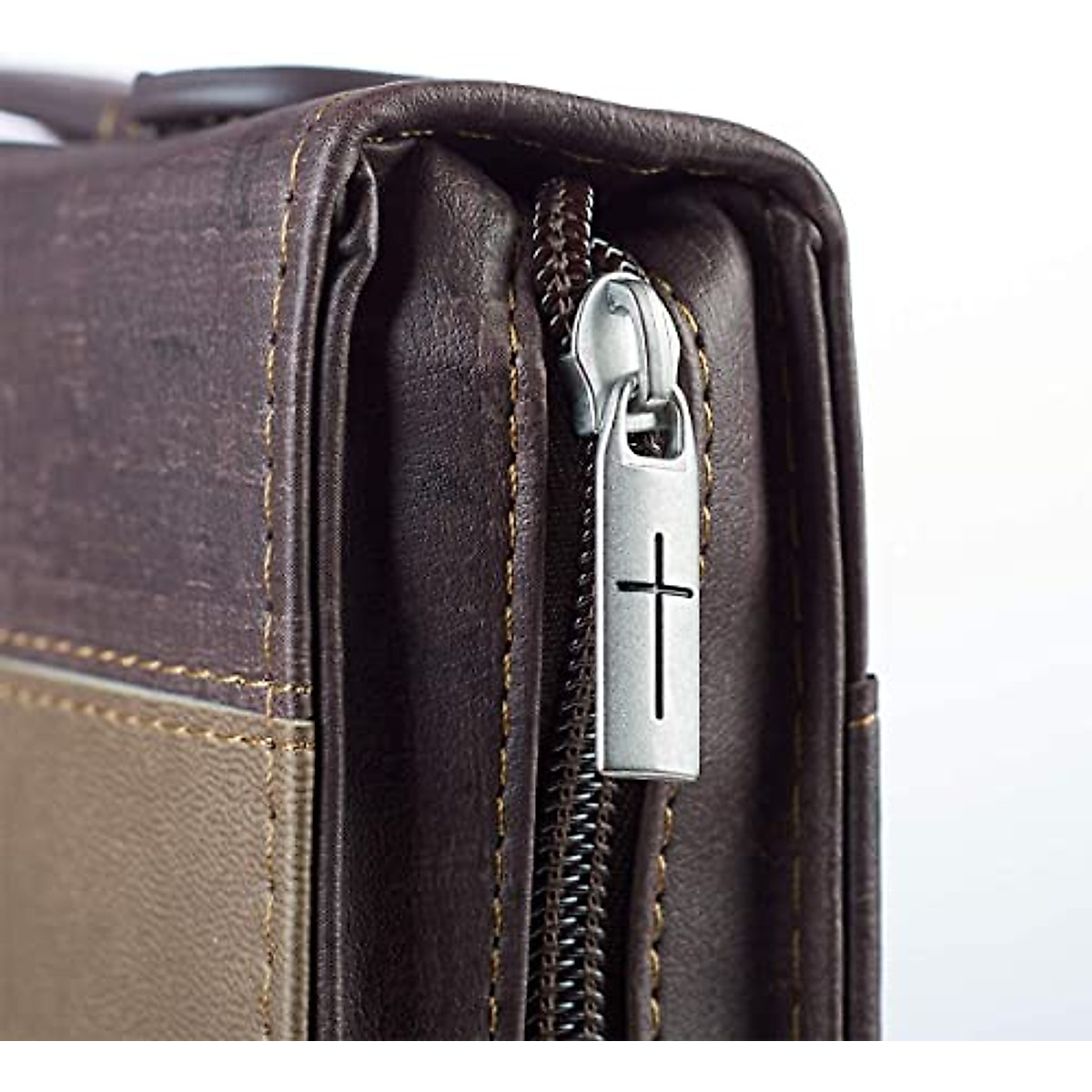 Personalized Custom Bible Cover for Men Brown Philippians 4:13 Faux Leather Christian Gift for Father, Brother, Son, Grandpa, Grandson Laser Engraved Imprinting Your Text Name (Medium)