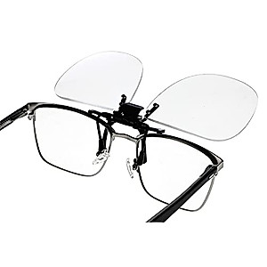 Magna-flip Clip on Flip up Magnifiers, 5.00 Power Converts Distance Glasses and Into Reading and Computer Glasses