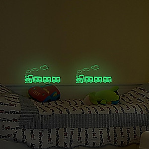 Train Decor,Glow in The Dark Stickers, Nursery Wall Sticker, 2 Pack Trains Wall Stickers for Kids Bedroom Decor