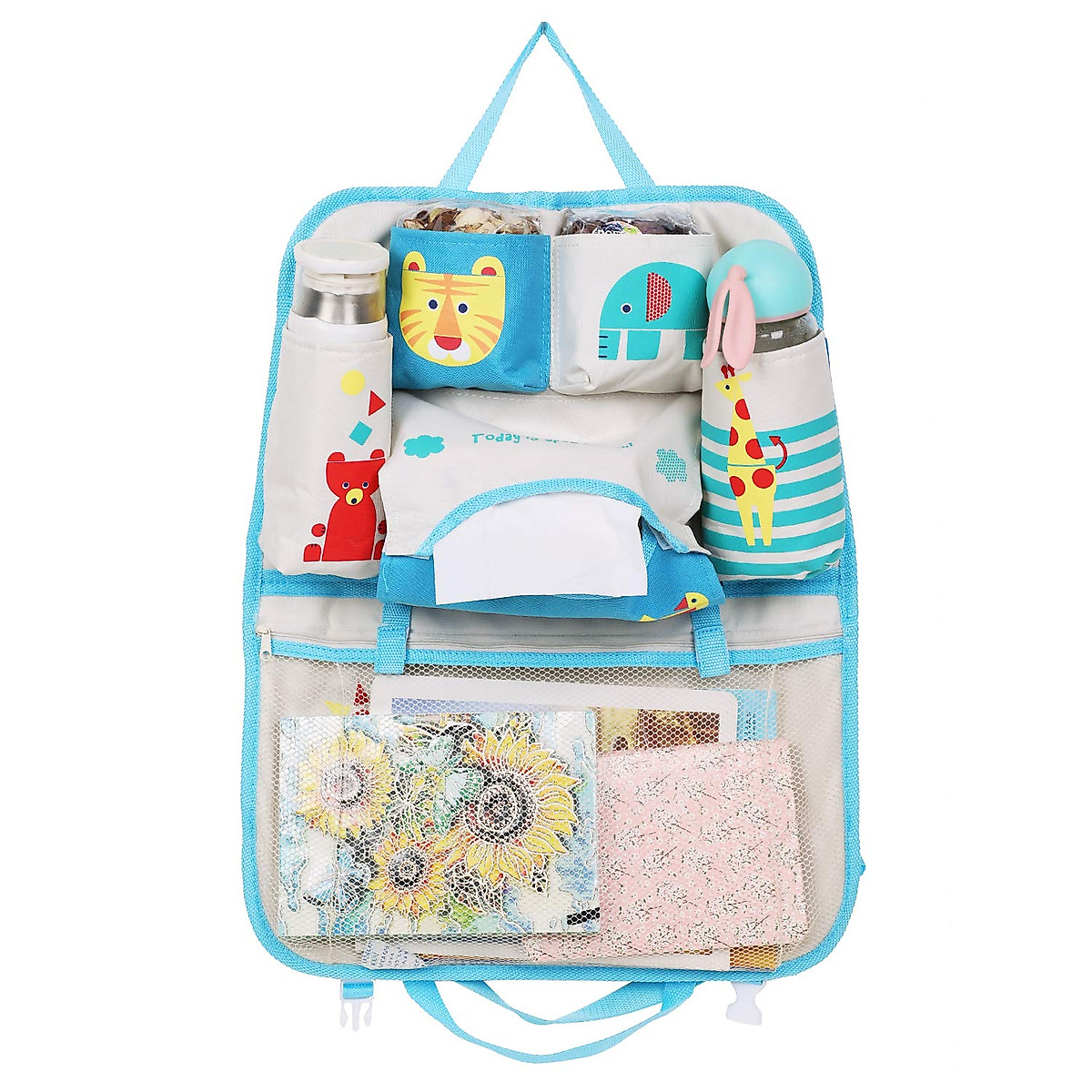 Cartoon Car Seat Back Organizers Large Capacity Car Seat Storage Bag Multifunctional Hanging Organizer Backseat Tissue Phone Water Bottle Storage Box Chair Back Stroller Hanging Bag Organizer Holder