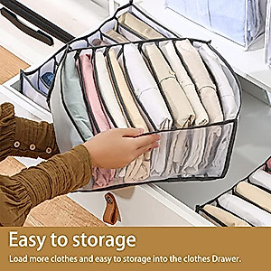 OHEMDI 4 Pack Wardrobe Clothes Organizer and Storage for Bedroom for Folded Clothes (Grey)