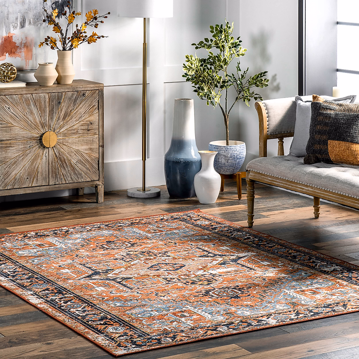 nuLOOM Sherita Distressed Persian Area Rug, 7x8, Rust