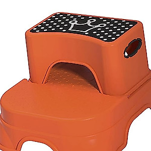 FAKEME Double up Toddlers Step Stool Step Stool for Potty Detachable Wide 2 Step Stool for Kids Bedside Step Stool for Living Rooms, Orange