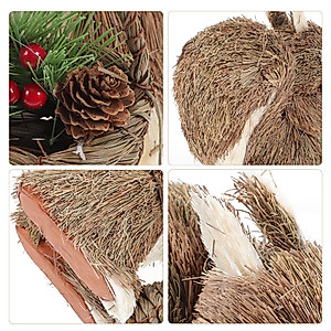 Wakauto Christmas Squirrel Figurine Fake Grass Squirrel Fall Decor Lawn Nativity Animal Ornament Simulation Squirrels Model Statue Outdoor Decor for Holiday Party Supplies