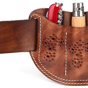 TOURBON Leather Pocket Organizer Folding Knife Holder 3 Slot EDC Pouch with Belt Loop