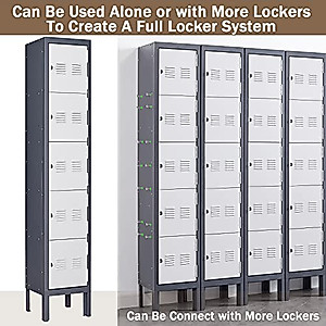 Karini Lockers for Employees,5 Door Metal Locker,66.14''Storage Lockers for Home,Garage,Gym,Office with Mirror,Screwdriver,Gloves,Unassembled (Grey, 5 Door)