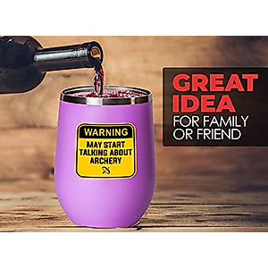 Archery Pink Edition Wine Tumbler 12oz - Warning Talking Archery - Funny Gift For Archery Coach Athlete Hunt Target Shot Trainer Arrow Bow Sport