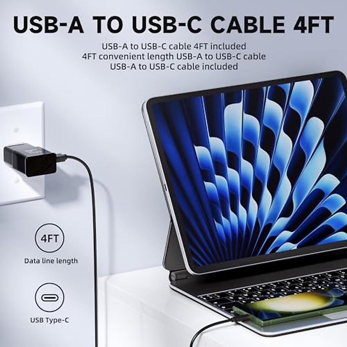 Type C Android Fast Charger Compatible Samsung Phone Charger Fast Charging Block with 4FT USB C Cable for Samsung Galaxy S10/S10e/S8/Note 10/Note 9/Note 8/S23/A32/A50/A51/A52/A53/A13,Pixle,Moto,LG