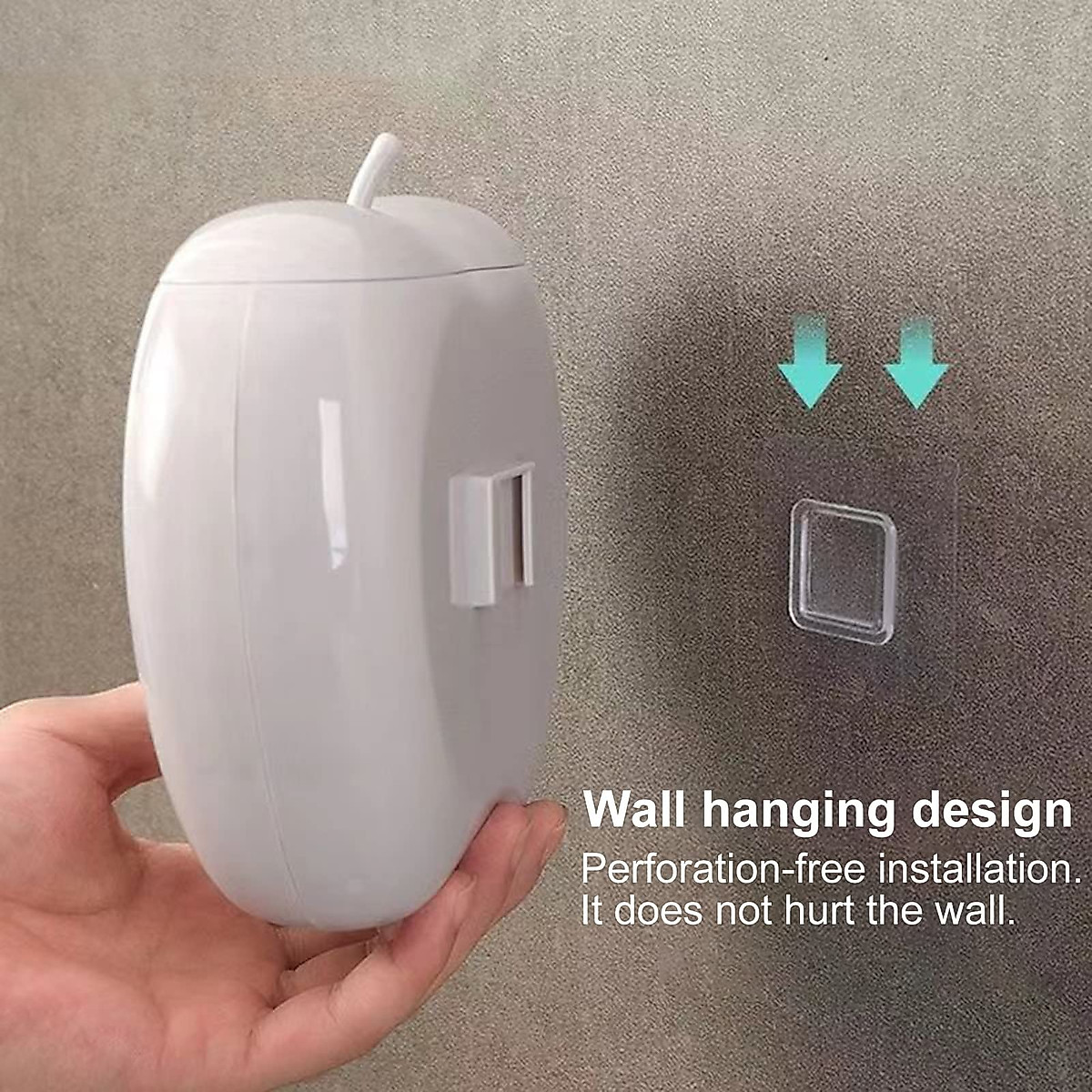 Plastic Wrap Storage Box, Fresh Keeping Bag Storage Box with 100 Pcs Cling Films, Punch-Free Wall-Mounted Large Capacity for Apple Shape Kitchen Bathroom Shower Cap Organizer Dispenser (Grey+100Pcs)