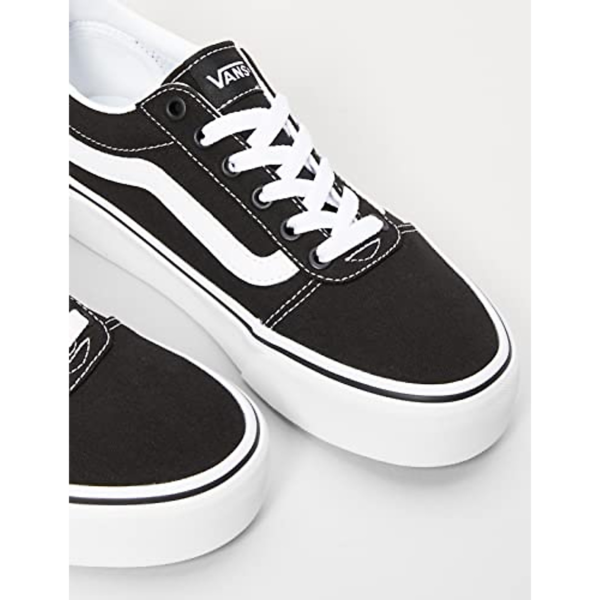 Vans Women's Ward Platform Low-Top Sneakers, Black ((Canvas) Black/White 187), 7.5