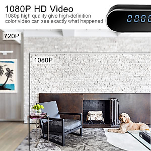 Jigayao Camera Clock, HD 1080P WiFi Alarm Clock Camera with Night Vision/Motion Detection/Loop Recording, Wireless Security Nanny Cam for Home and Office-Support iOS/Android No Audio