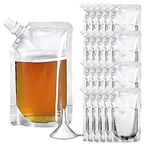 UrDee 20 Pcs Drinking Flasks, Drink Pouches for Adults Cruise Liquor Flask Kit for Travel with Funnel Concealable and Reusable Rum Runner Juice Travel Plastic Liquor Bags for Sneak Drink