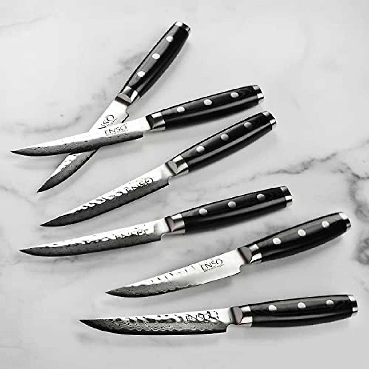 Enso HD 16 Piece Knife Set - Made in Japan - VG10 Hammered Damascus Stainless Steel with Acacia Block