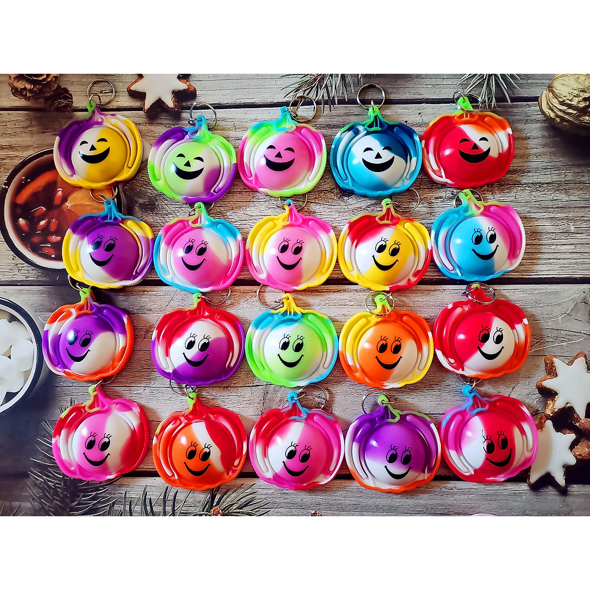 20 Packs Bulk Halloween Pumpkin Fidget Mini Pop for Kids Party Favors and Classroom Students Gifts