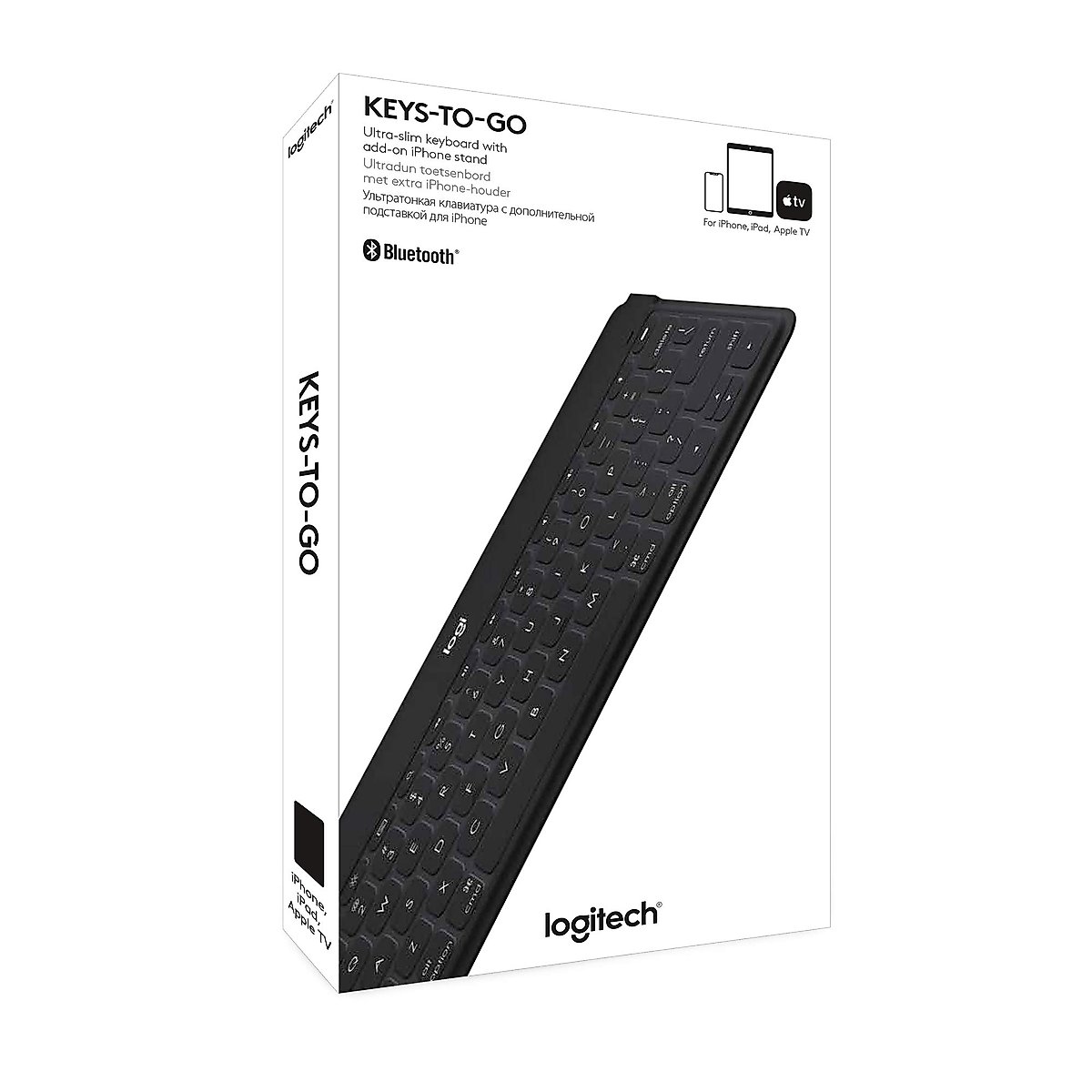 Logitech Keys-to-Go Super-Slim and Super-Light Bluetooth Keyboard for iPhone, iPad, Mac and Apple TV, Including iPad Air 5th Gen (2022) - Black