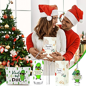 Keluna Pickle Gift for Pickle Lovers - 3Pcs Pickle Themed Gifts for Women, 20oz Funny Pickle Tumbler with Lid Straw Cucumber Makeup Bag Keychain for Women Girls Birthday Christmas Gifts Ideas