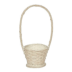 Napco Woven White Wash Basket with Handle