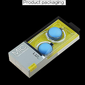 leqingchun Clip Type Earphones，Portable Stereophone Headphones,with Microphone and Call Controller Stereo Earphones,Suitable for Compatible with 3.5mm iPhone, Android Mobile Phone Blue