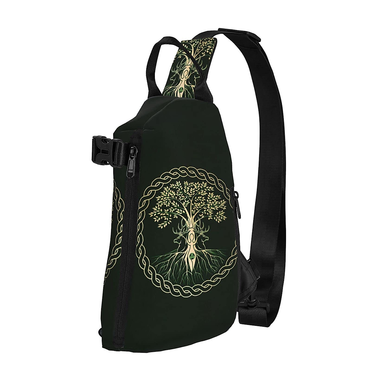 Ykklima Norse Viking Goddess Wiccan Wicca Pagan Sling Backpack Rope Crossbody Shoulder Bag for Men Women Travel Hiking Outdoor Daypack