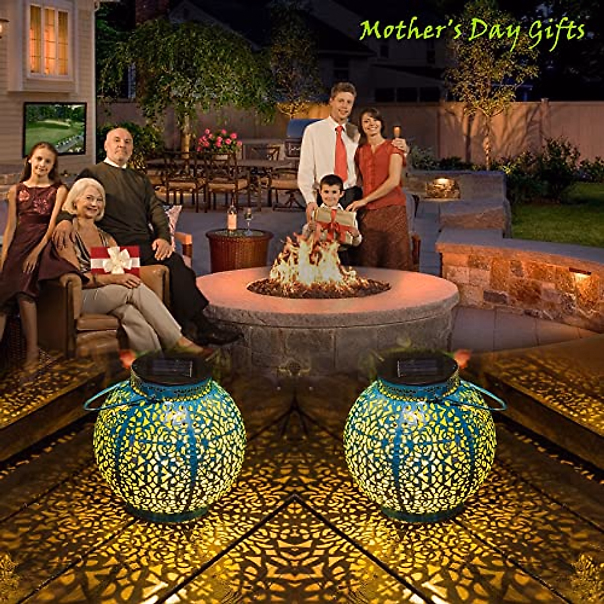 Solar Lantern Outdoor Lights Waterproof Garden Hanging Lights for Patio,Outside Valentine's Day Gift Birthday Gifts Mother's Day Gifts [Set of 2]