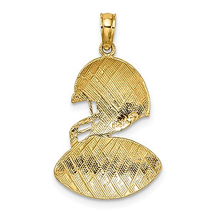 Solid 14k Yellow Gold Football Pendant Charm - 27mm x 15mm