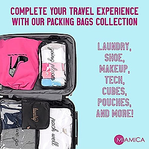 MIAMICA Foldable Travel Laundry Bag, 21'' x 22'', Purple "Laundry" – Lightweight, Durable Design with Drawstring Closure