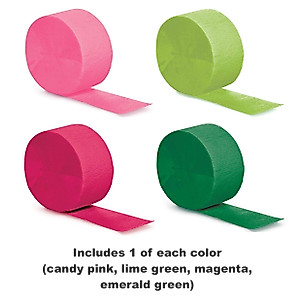 Watermelon Crepe Paper Streamers for Fruit Party or Tropical Birthday (4 Pack)