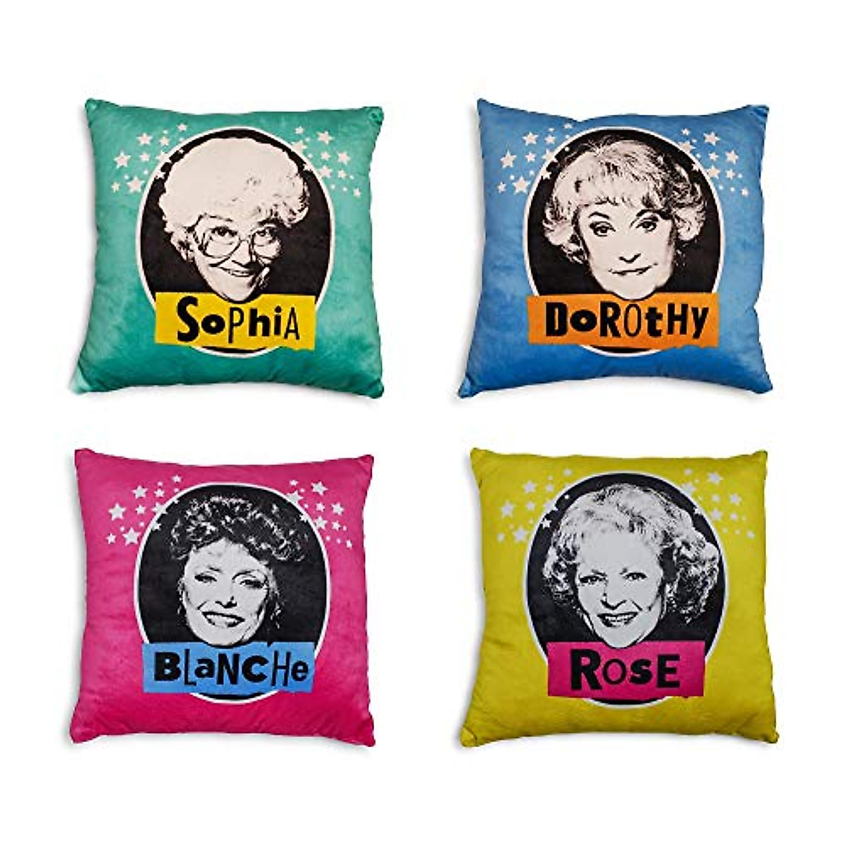 The Golden Girls 14-Inch Character Throw Pillows | Set of 4 | Decorative Square Accent Pillows for Living Room Set, Cushion, Couches And Sofas, Bedroom
