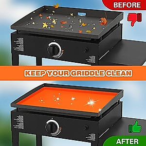 BYKITCHEN Silicone Griddle Mat for Blackstone 17 inch Griddle, Grill Cover for Small Blackstone Griddle, 17 inch Griddle Accessories, Outdoor Protective Portable Tabletop Silicone Griddle Cover