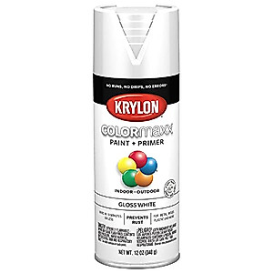 Rust-Oleum 7710830 Stops Rust Bright Coat Metallic Spray Paint, 11 Ounce (Pack of 1), Gold & Krylon K05545007 COLORmaxx Spray Paint and Primer for Indoor/Outdoor Use, Gloss White 12 Oz (Pack of 1)