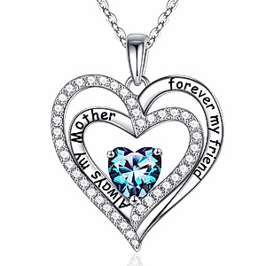 Iefil Mom Birthstone Necklaces Gifts for Mom, Sterling Silver Birthstone Jewelry Mom Mothers Valentines Day Anniversary Christmas Birthday Gifts for Mom June Alexandrite Necklace Jewelry