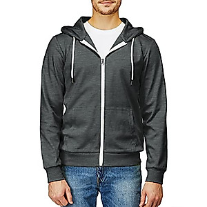 H2H Mens Slim Fit Zip Up Lightweight Long Sleeve Hoodies CHARCOAL US S/Asia M (CMOHOL048)