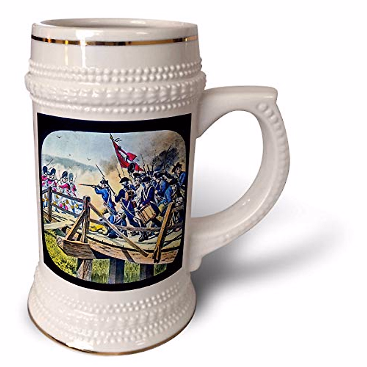 3dRose Revolutionary War Battle American Military History Vintage 1776-Stein Mug, 18oz , 22oz Stein, White