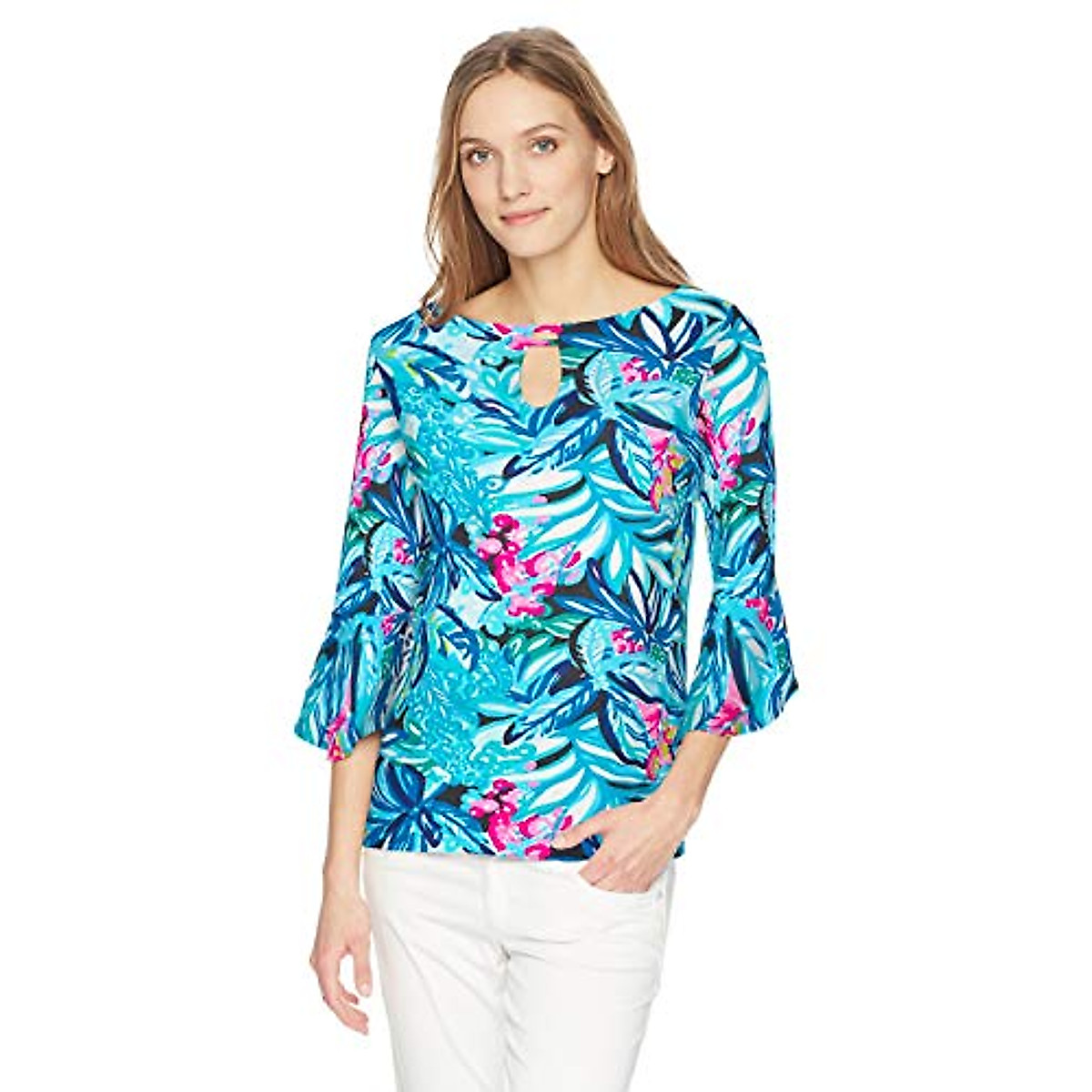 Lilly Pulitzer Women's Fontaine TOP, Maldives Green Hype It Up, S