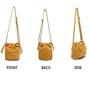 Small Drawstring Bucket Purse for Women Cute Canvas Crossbody Bag Shoulder Handbag