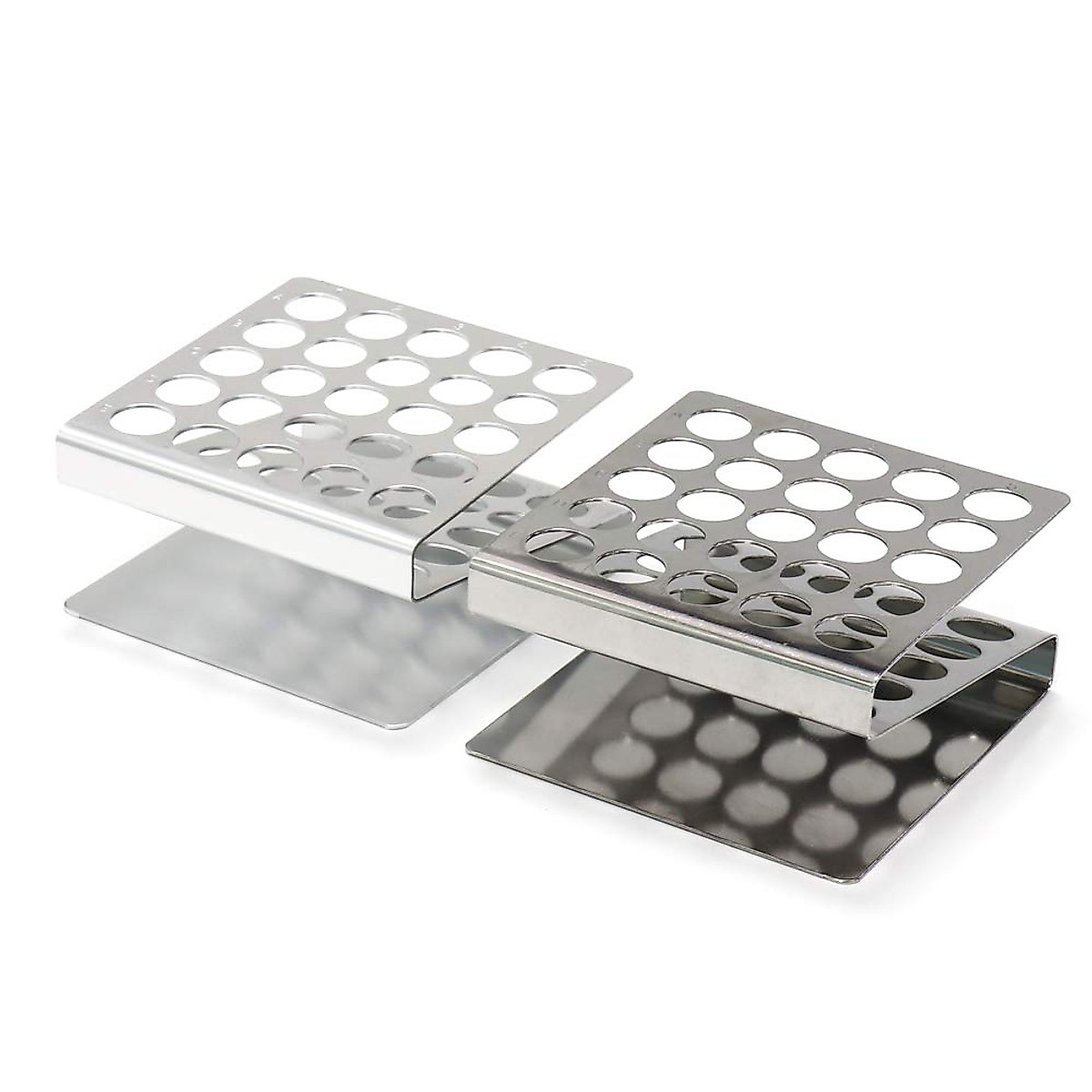 ULAB Scientific Test Tube Rack Set, Z Shape, Suitable for Tubes of Dia. ≤16mm, 1pc in Stainless Steel, 1pc in Aluminum, UTR1003