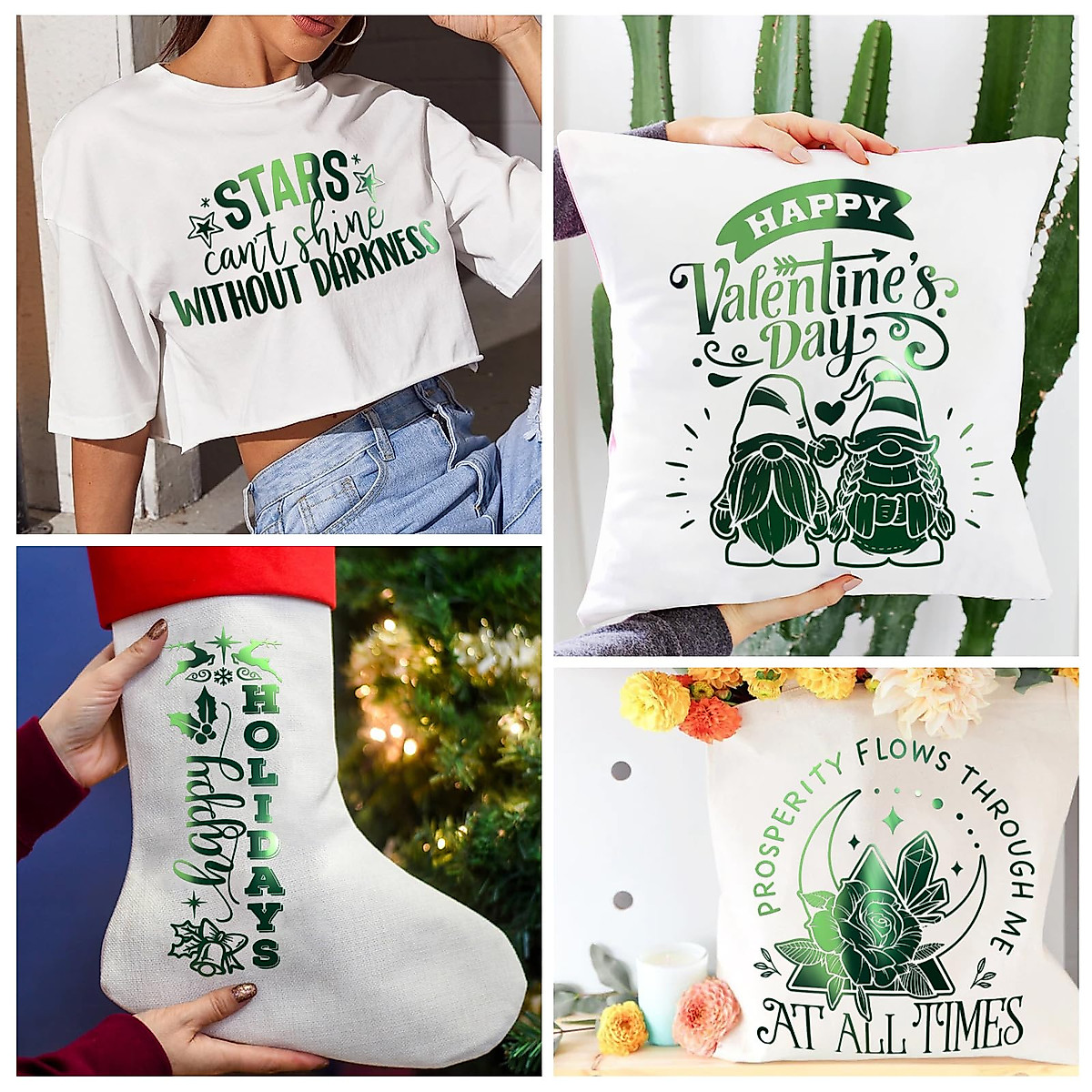 VINYL FROG Metallic Foil HTV Vinyl Roll 12"x5ft Dark Green Chrome Heat Transfer Vinyl Iron on Vinyl Easy to Cut & Weed DIY Heat Press Design for T-Shirts