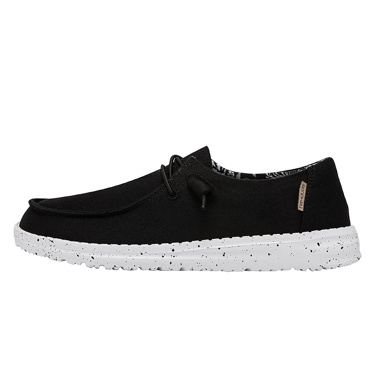 Hey Dude Women's Wendy Canvas Black Odyssey Size 8 | Women’s Shoes | Women’s Lace Up Loafers | Comfortable & Light-Weight