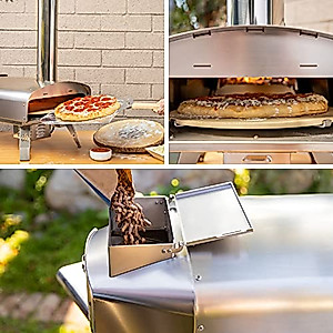Mimiuo Wood Pellet Pizza Oven Stainless Outdoor Portable Steel Wood Fired Pizza Oven Kit with13" Pizza Stone, Foldable Pizza Peel and Automatic Rotation System (Tisserie W-Oven Series)