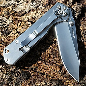 Sanrenmu 7010 Folding Pocket Knife EDC Knife 12C27 Blade Frame Lock Stainless Steel Handle with Clip