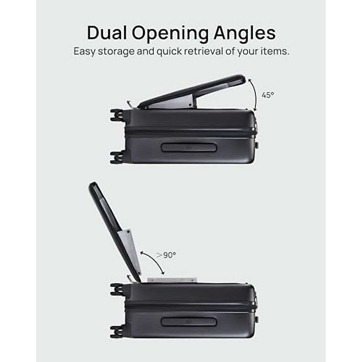 NINETYGO Carry on Luggage 22 X 14 X 9 Airline Approved, 20 Inch Luggage with Front Compartment, Double Spinner Wheels, Hardsided PC, TSA Lock (Midnight Black, Seine)